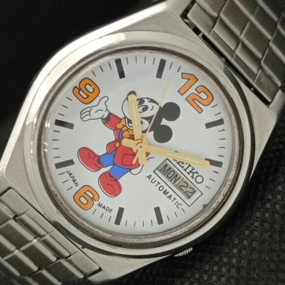 Seiko | Accessories | Vintage 973 Seiko Disney Automatic Mens Silver ...